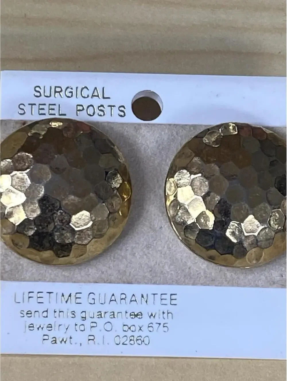 Jewelry | Goldtone Hammered Round Metal Dome Shape Earringspierced ...